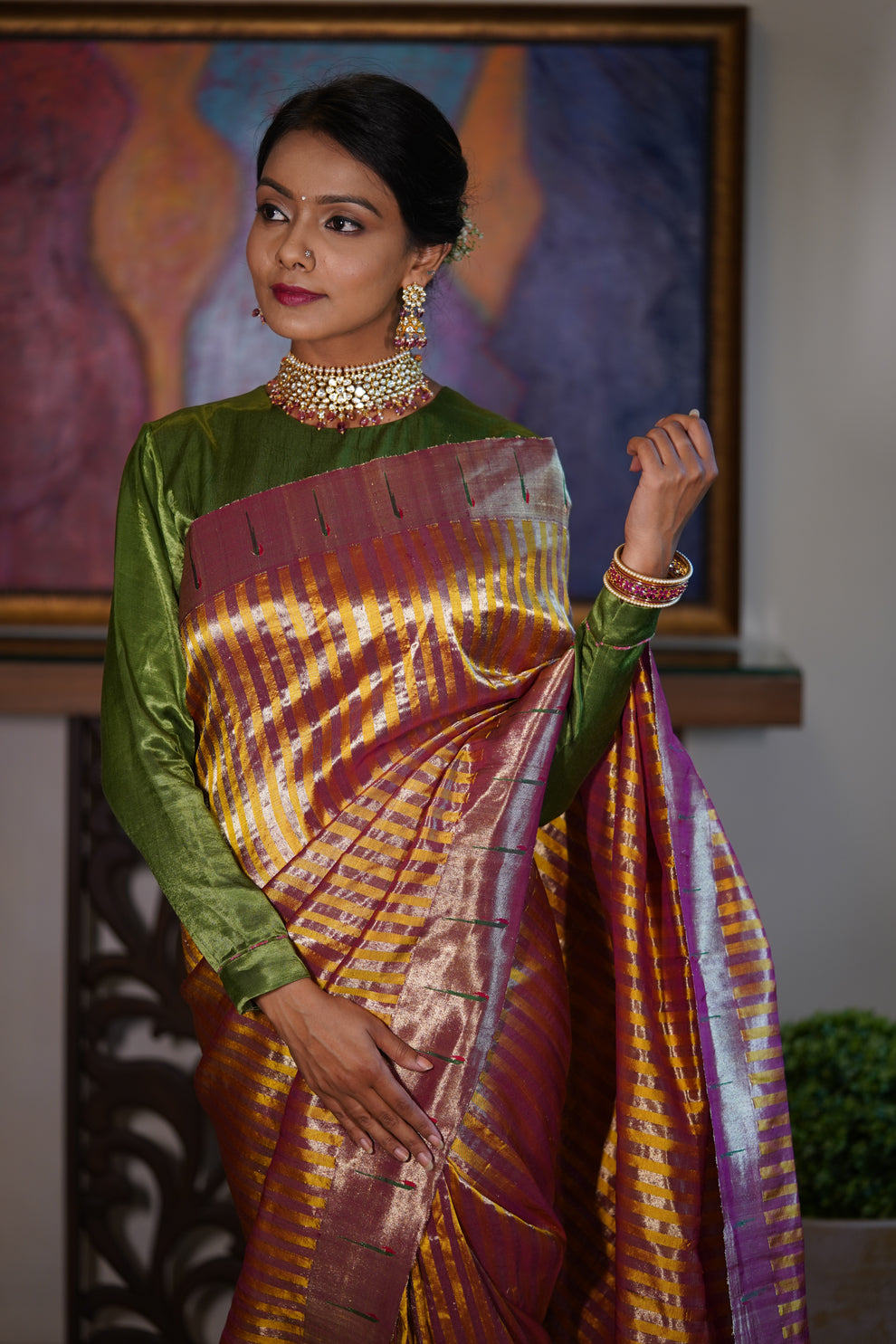 Rust Rekh Paithani with Muniya Border – Paithanisbymrugakirloskar